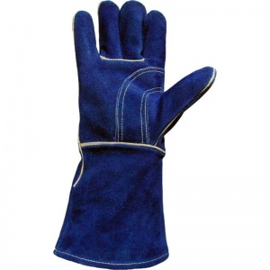 Premium Blue Welder Gauntlets WGB - SafetyGloves.co.uk